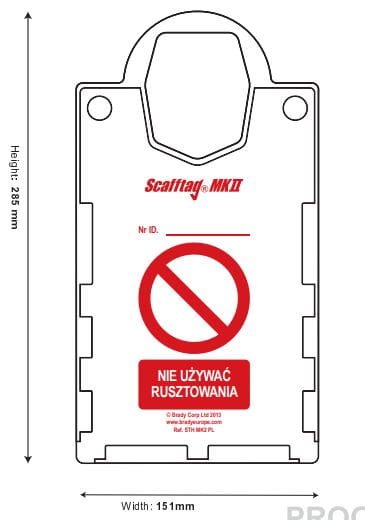 Kontrolka odbioru rusztowań Scafftag PL, uchwyt z wkładką MK2 polskie ...
